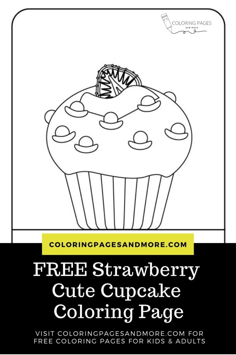 Strawberry Cute Cupcake Coloring Page - Coloring Pages and More