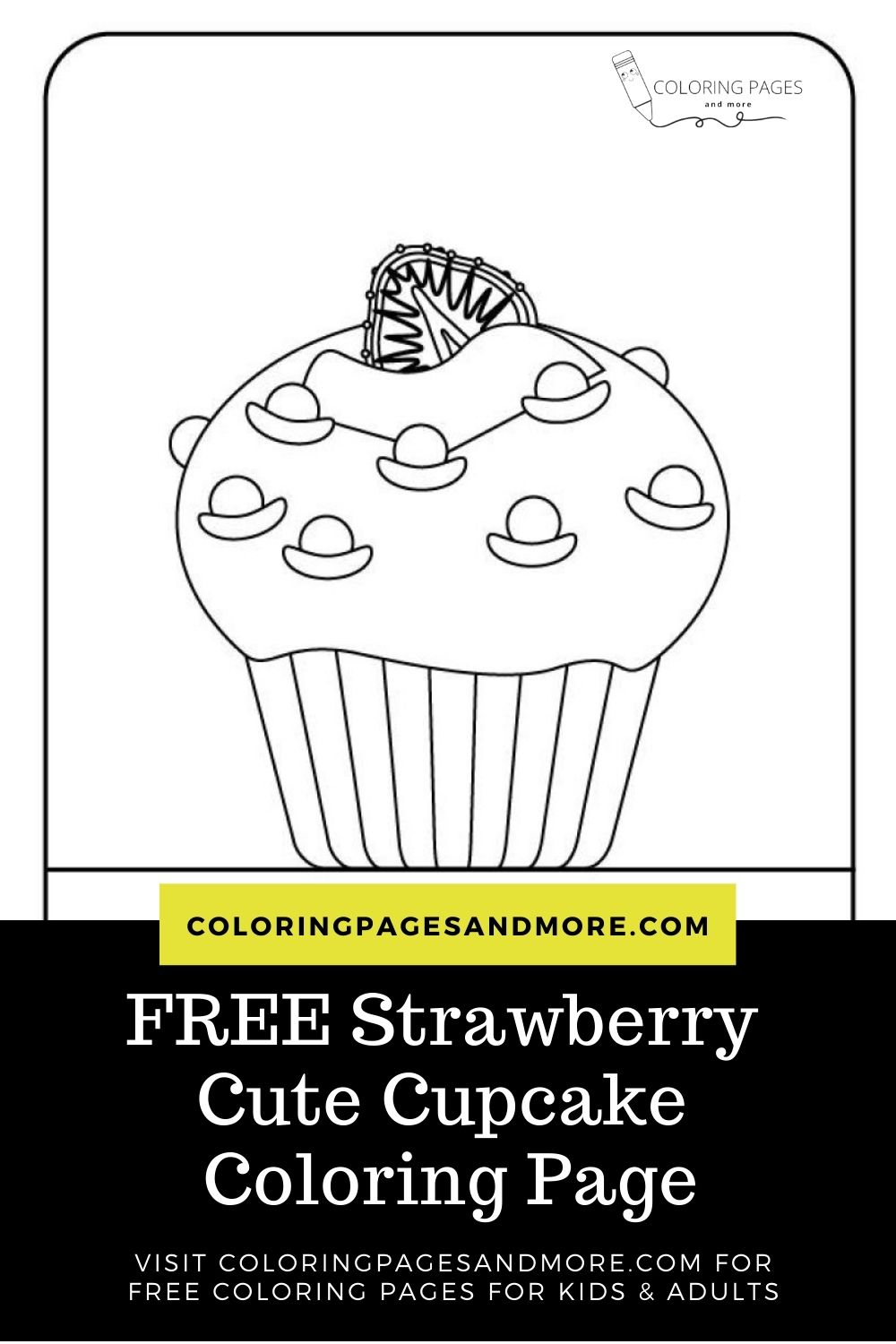 Strawberry Cute Cupcake Coloring Page - Coloring Pages and More