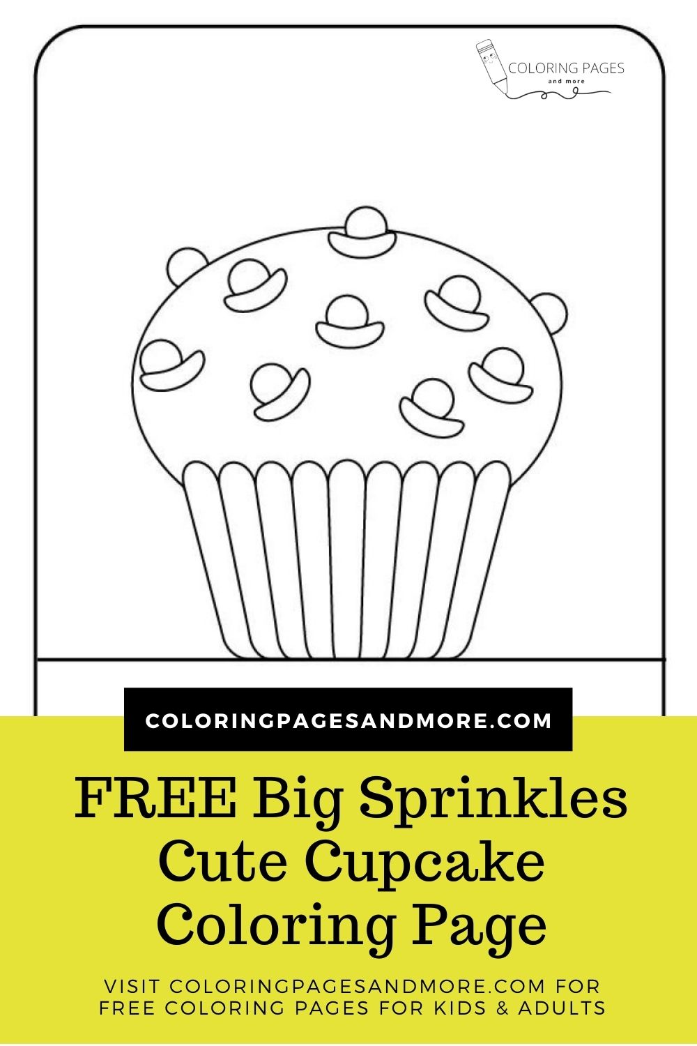 Big Sprinkles Cute Cupcake Coloring Page - Coloring Pages and More