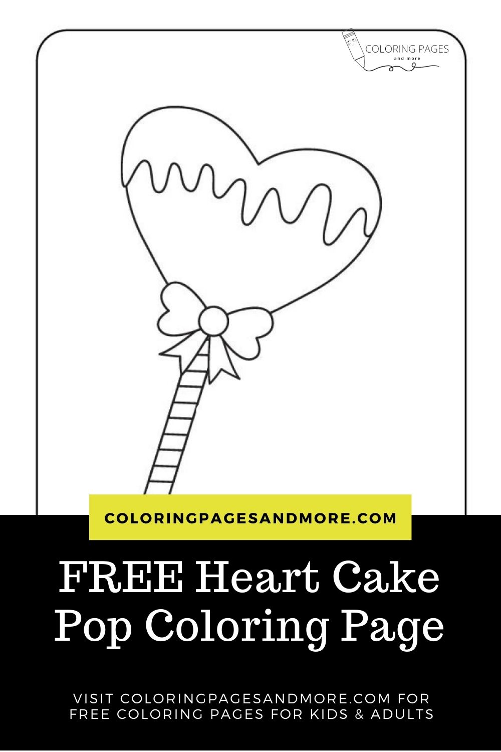 Heart Cake Pop Coloring Page - Coloring Pages and More