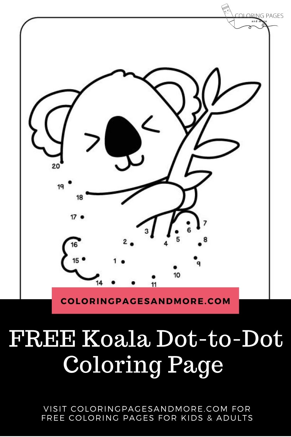 Koala Dot-to-Dot Coloring Page - Coloring Pages and More