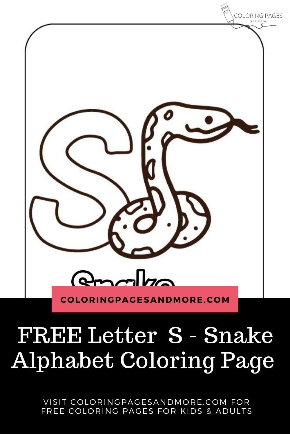 Letter S - Snake Alphabet Coloring Page - Coloring Pages and More