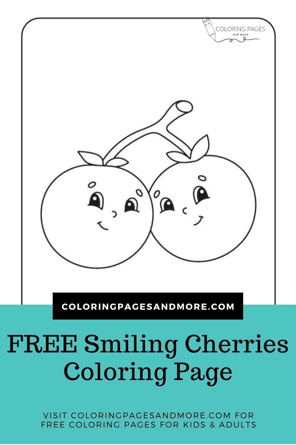 Smiling Cherries Coloring Page - Coloring Pages and More