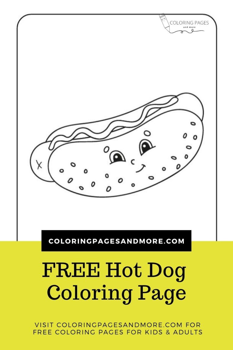 Free Hot Dog Coloring Page for Adults and Kids
