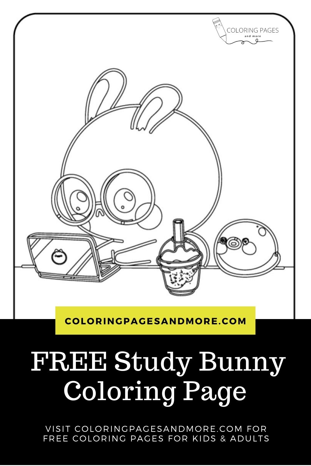 Study Bunny Coloring Page - Coloring Pages and More